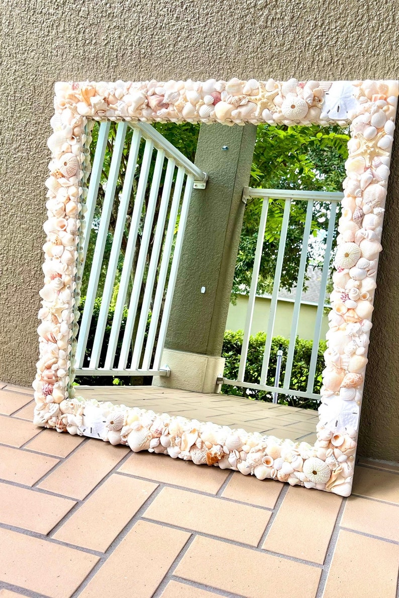 Beach Decor Large Shell Mirror, Coastal Home Decor, Beach House Decor ...
