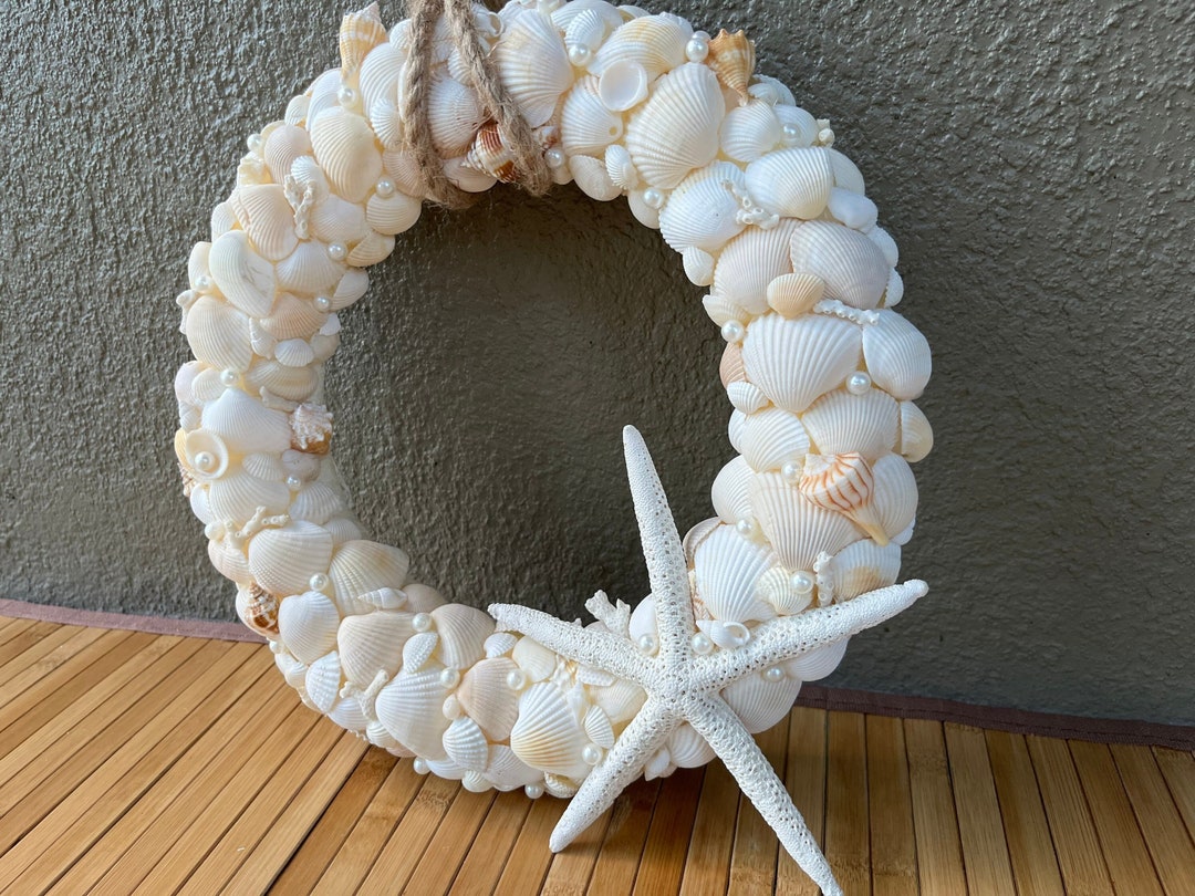Shell Wreath, Coastal Wreath for Front Door, Seashell Wreath, Beach ...