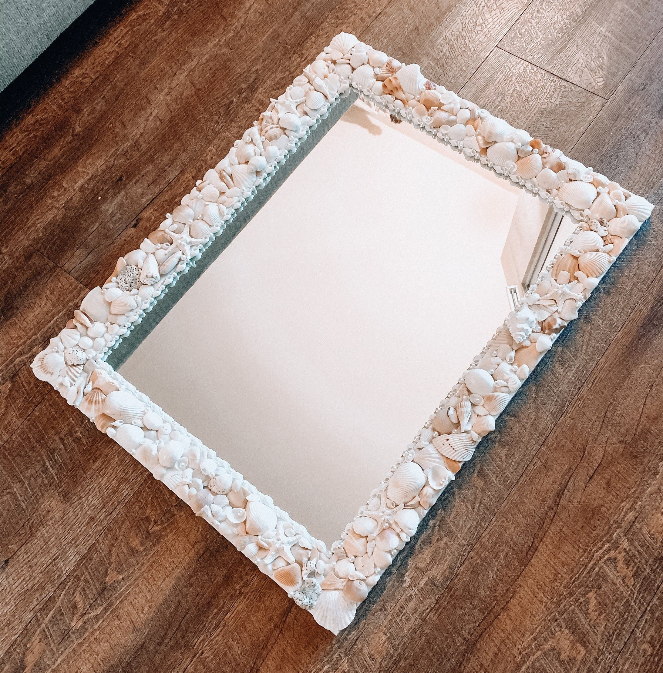 Beach Wall Mirror Beach Decor, Seashell Starfish Wall Mirror, Coastal ...