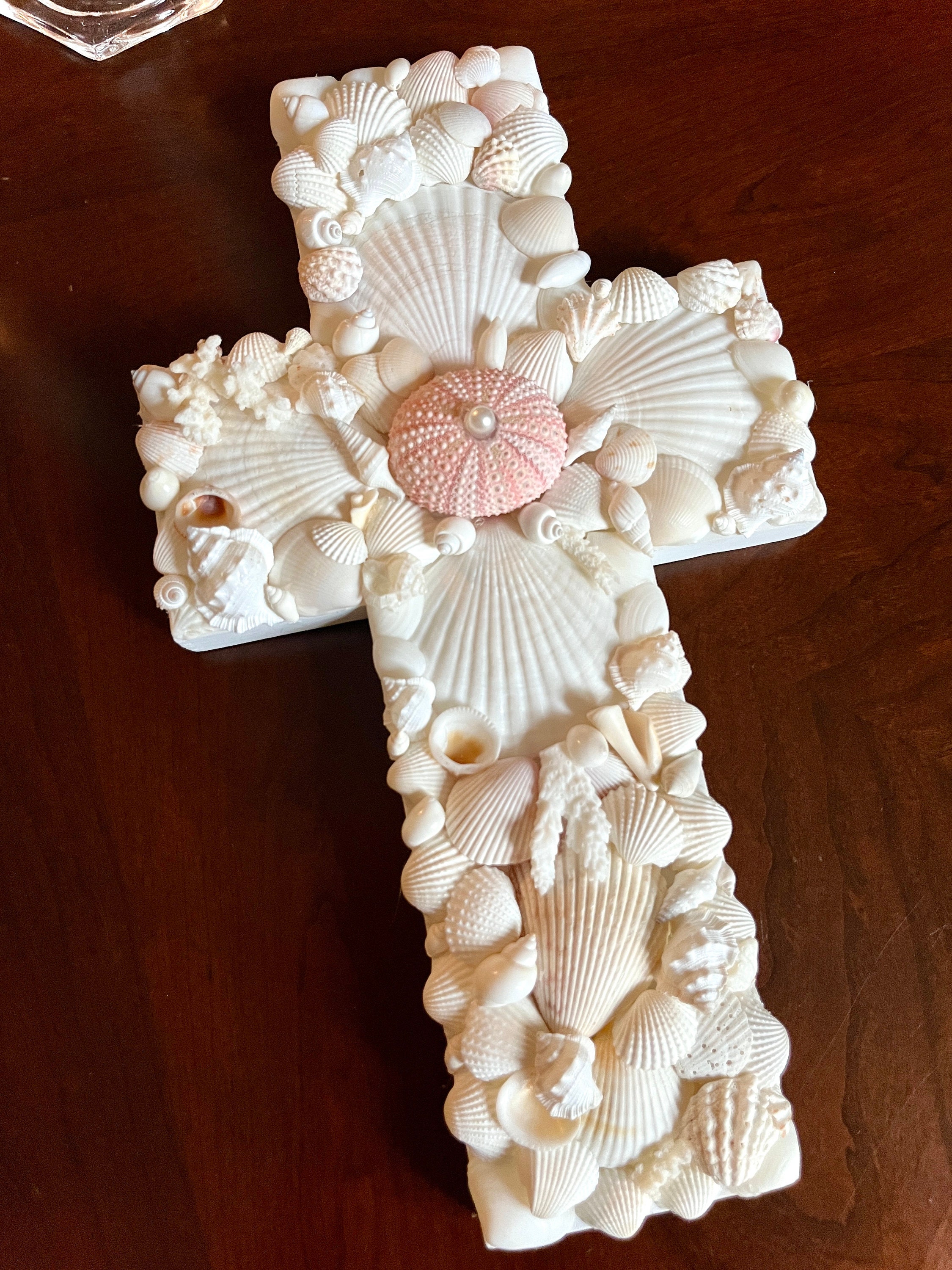 Seashell Cross, Christian Wall Art, Christian Gift, Coastal Home Decor ...