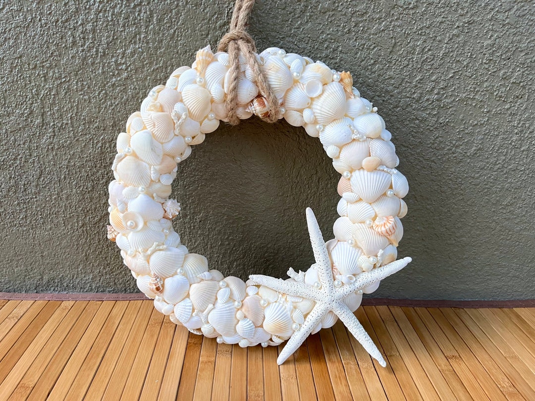 Shell Wreath Coastal Wreath for Front Door Seashell Wreath - Etsy
