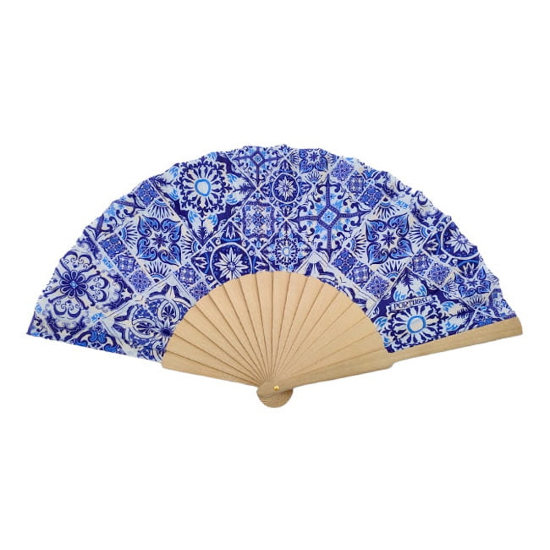 Portugal Folding Fan Wood Hand Fan Portuguese Azulejos Tiles Wooden ...