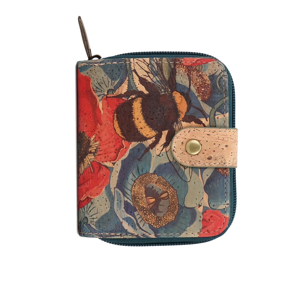 Small Cork Wallet RFID Vegan Wallet Woman Bees and Flowers Vegan Gift ...