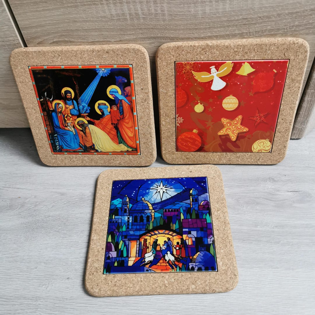 Holy Family and Nativity Scene Tile - Christmas Trivet - Etsy