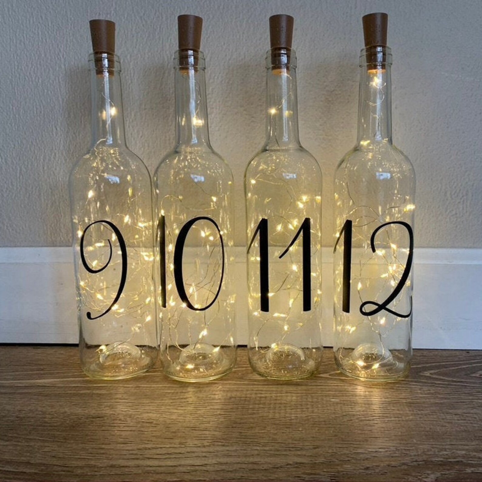 Wedding Table Numbers Centerpiece, Light up Wine Bottle- Cork Lights - Etsy