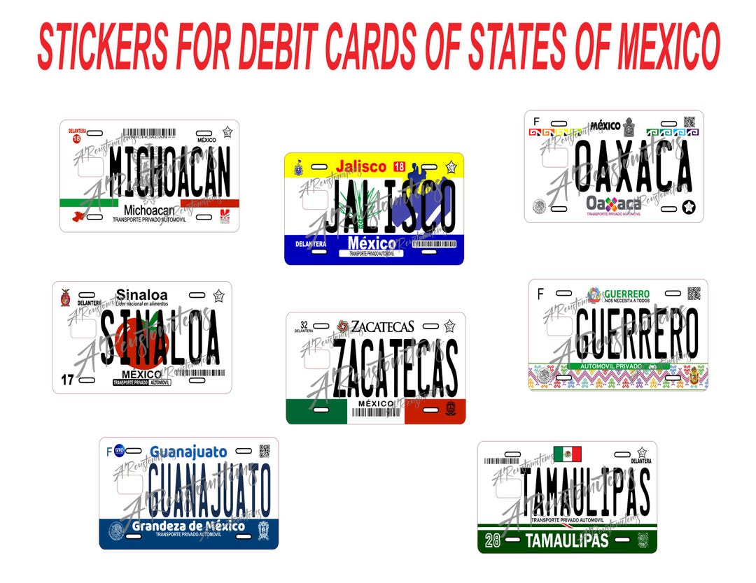 Mexico States Debit Card Sticker, Includes 2 Card Sticker, Sticker of ...