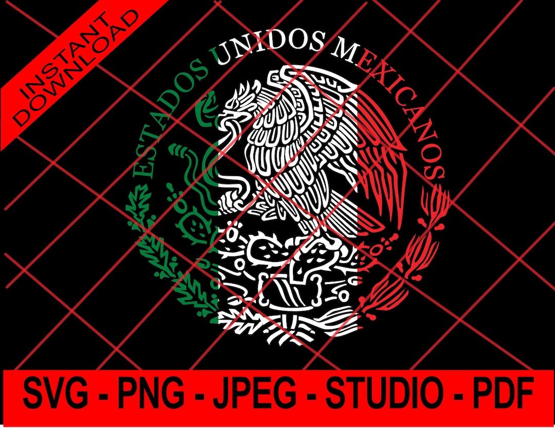 MEXICAN TRICOLOR SHIELD/ Mexico Logo in Tricolor/ Mexican Eagle in ...