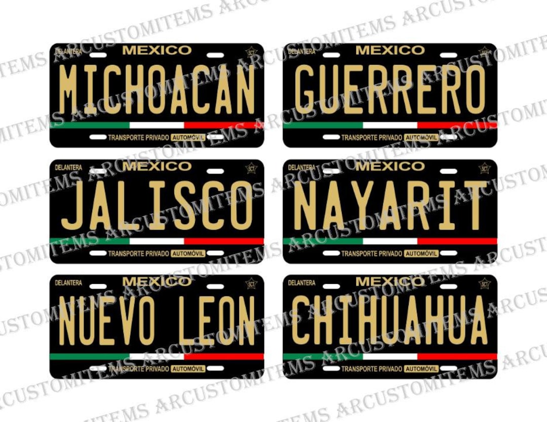 Car Plates for the States of Mexico Aluminum Car Plate for All States Car Plate Mexico Mexico Novelty Car Plates Etsy