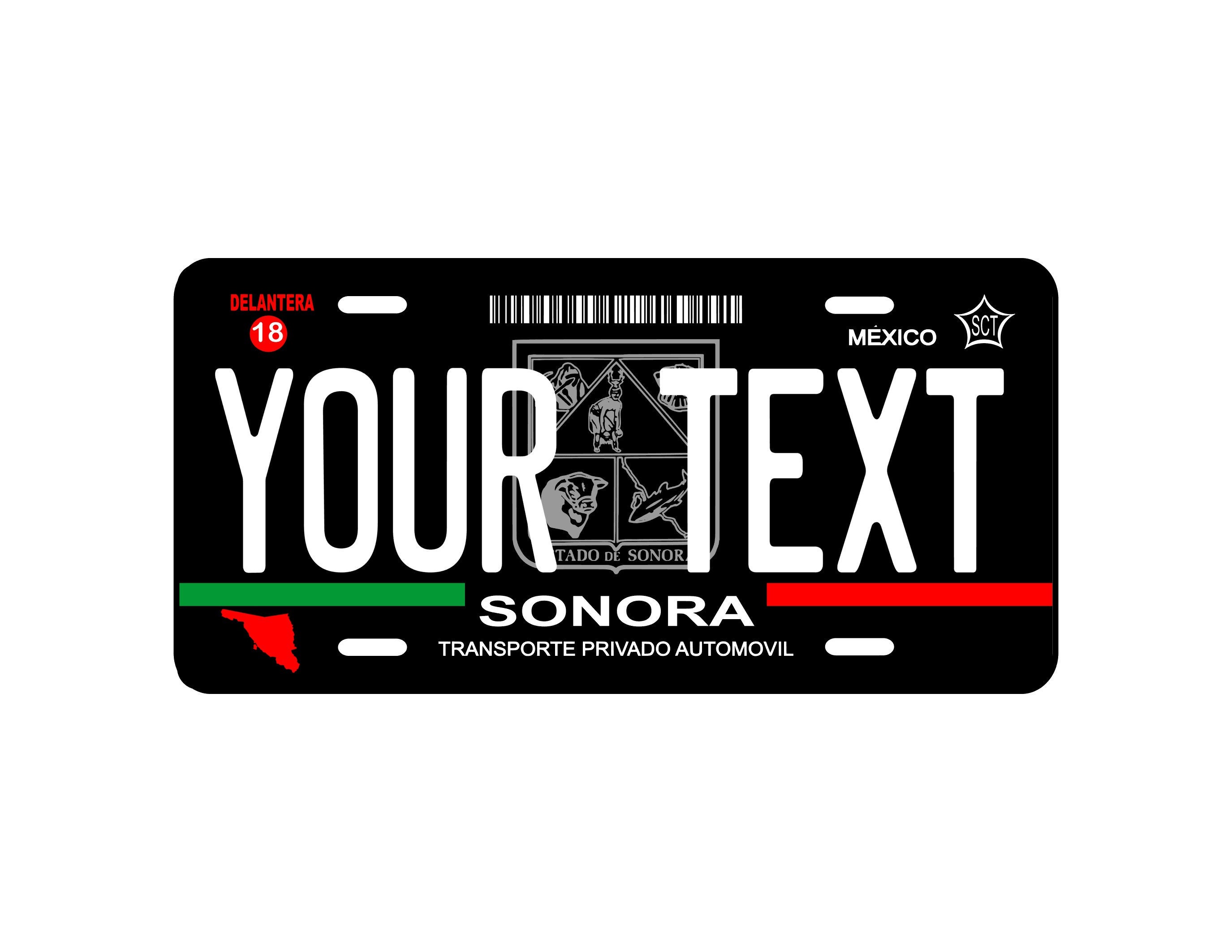Placa Carro Estado De Sonora Car Plate Mexico Placas Coche - Etsy