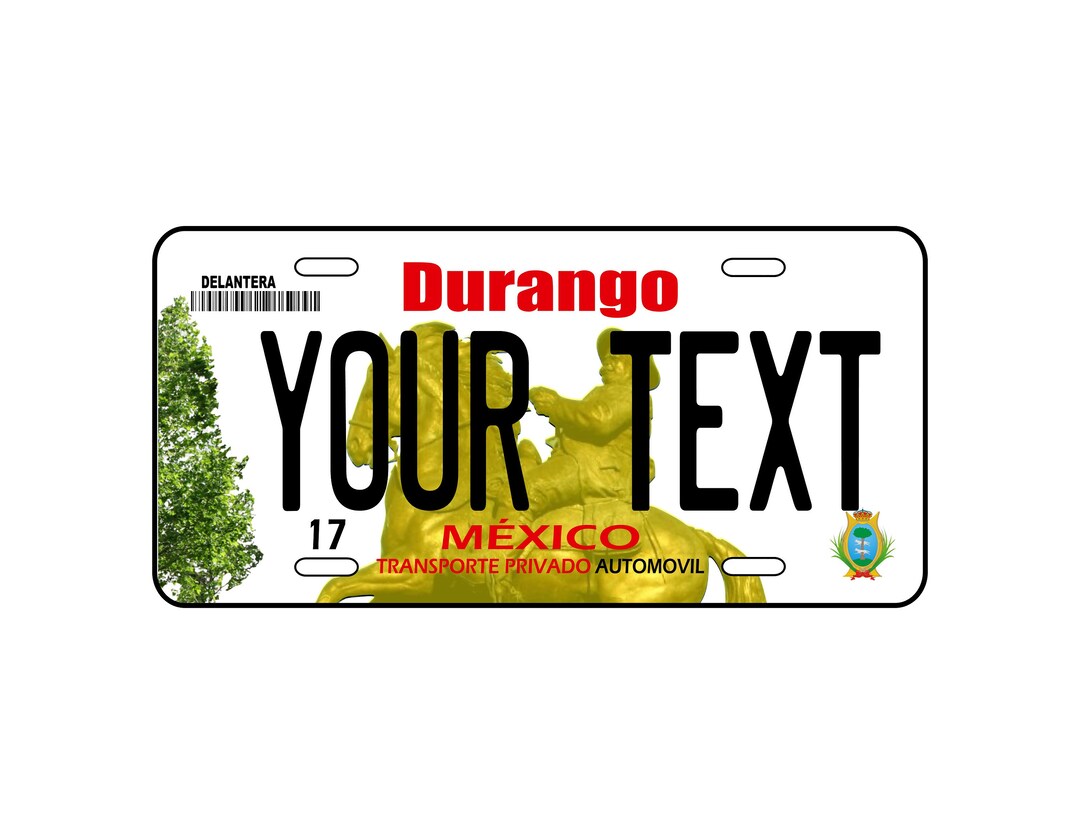 Personalized Aluminum License Plate for Car of the State of DURANGO ...