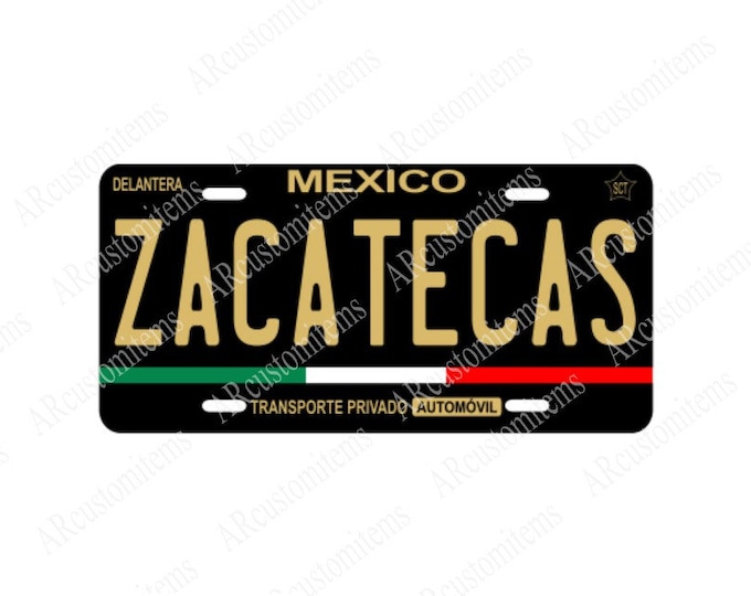 Zacatecas License Plate Modern Black, Mexican State Car Plate, Placas ...