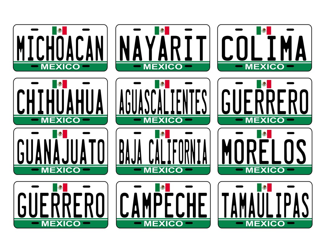 Auto Mexico Plates Custom Plate for Car Estados Mexico Car - Etsy