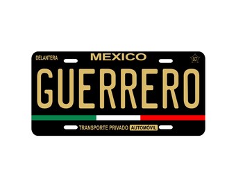 Guerrero License Plate Modern Black, Mexican State Car Plate, Placas ...