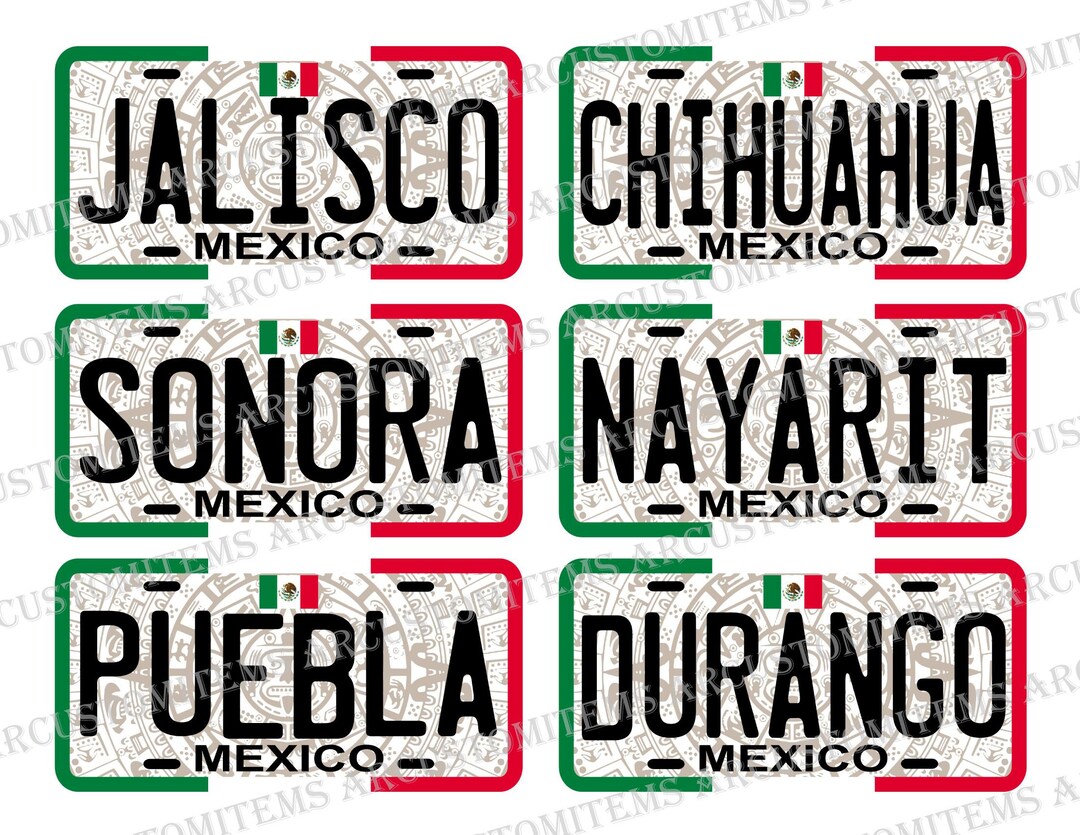 Auto Plates States of Mexico, Aluminum Car Plate for All States of ...
