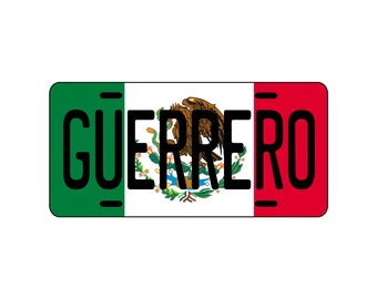 Guerrero License Plate Modern Black, Mexican State Car Plate, Placas ...