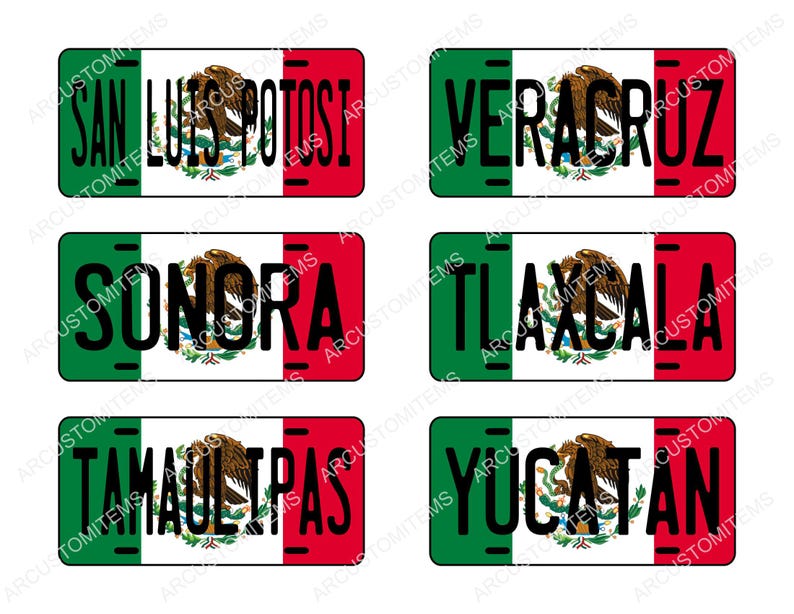 Mexico Flag Car Plates, Personalized Car Plate States Mexico, Car Plate ...