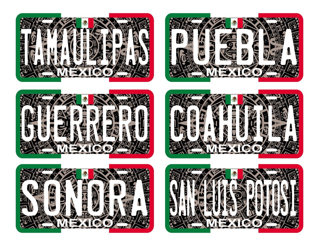 Personalized Auto Plates All States of Mexico, Car Plates States of ...