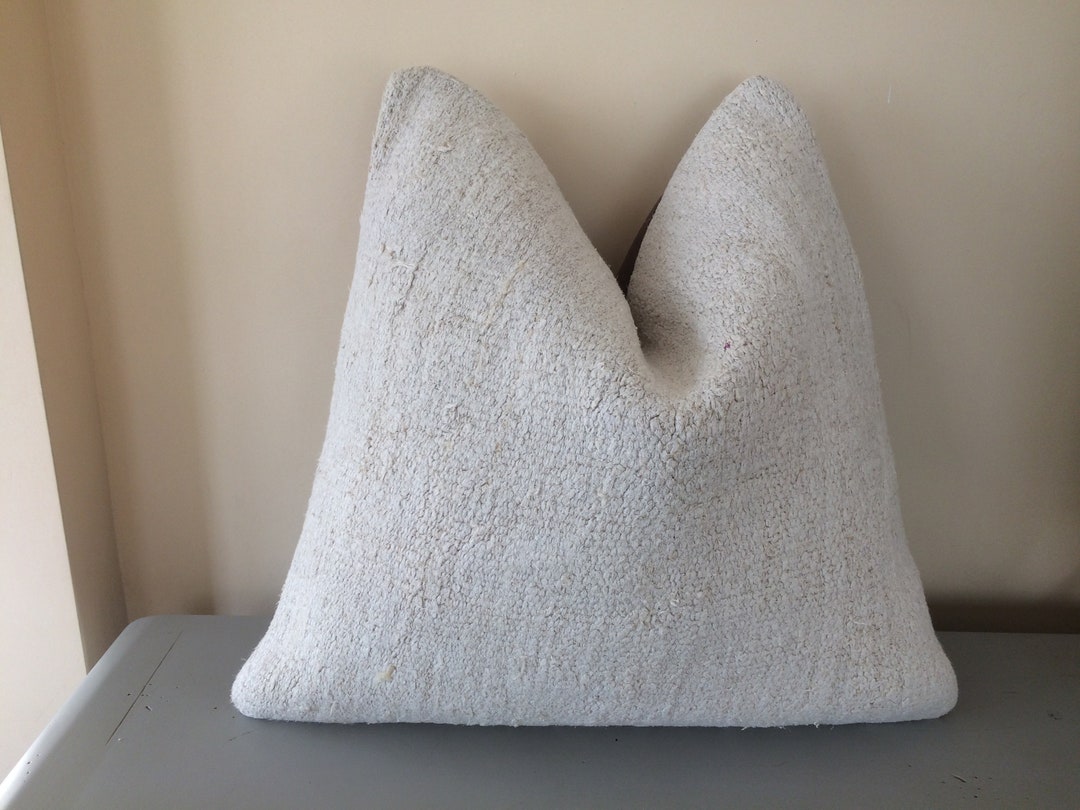 Hemp Couch Pillow Cover -18x18 Floor Cushion Cover -white Throw Pillow ...