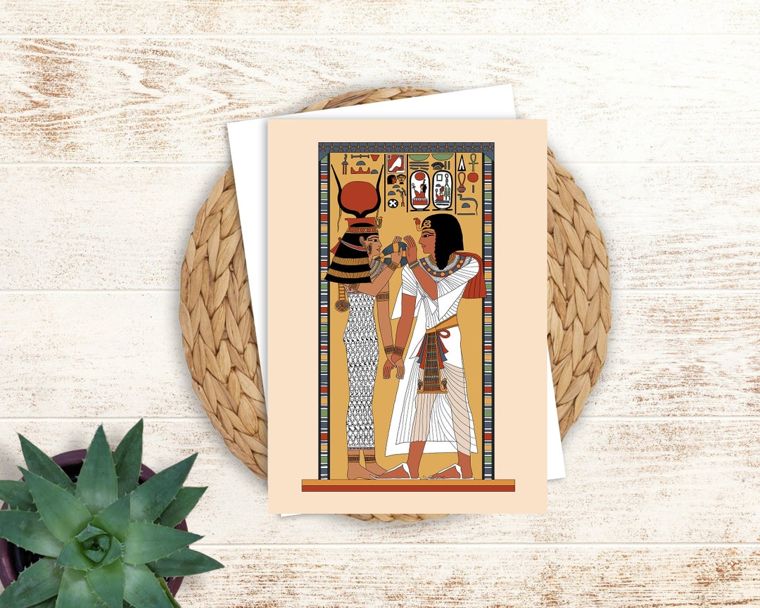 Ancient Egyptian A5 Greeting Card the Goddess Hathor and King - Etsy