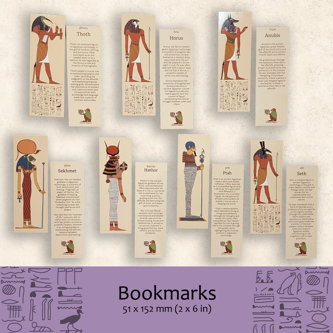 Ancient Egyptian God and Goddess Bookmarks 8 Unique Mythology Bookmarks ...