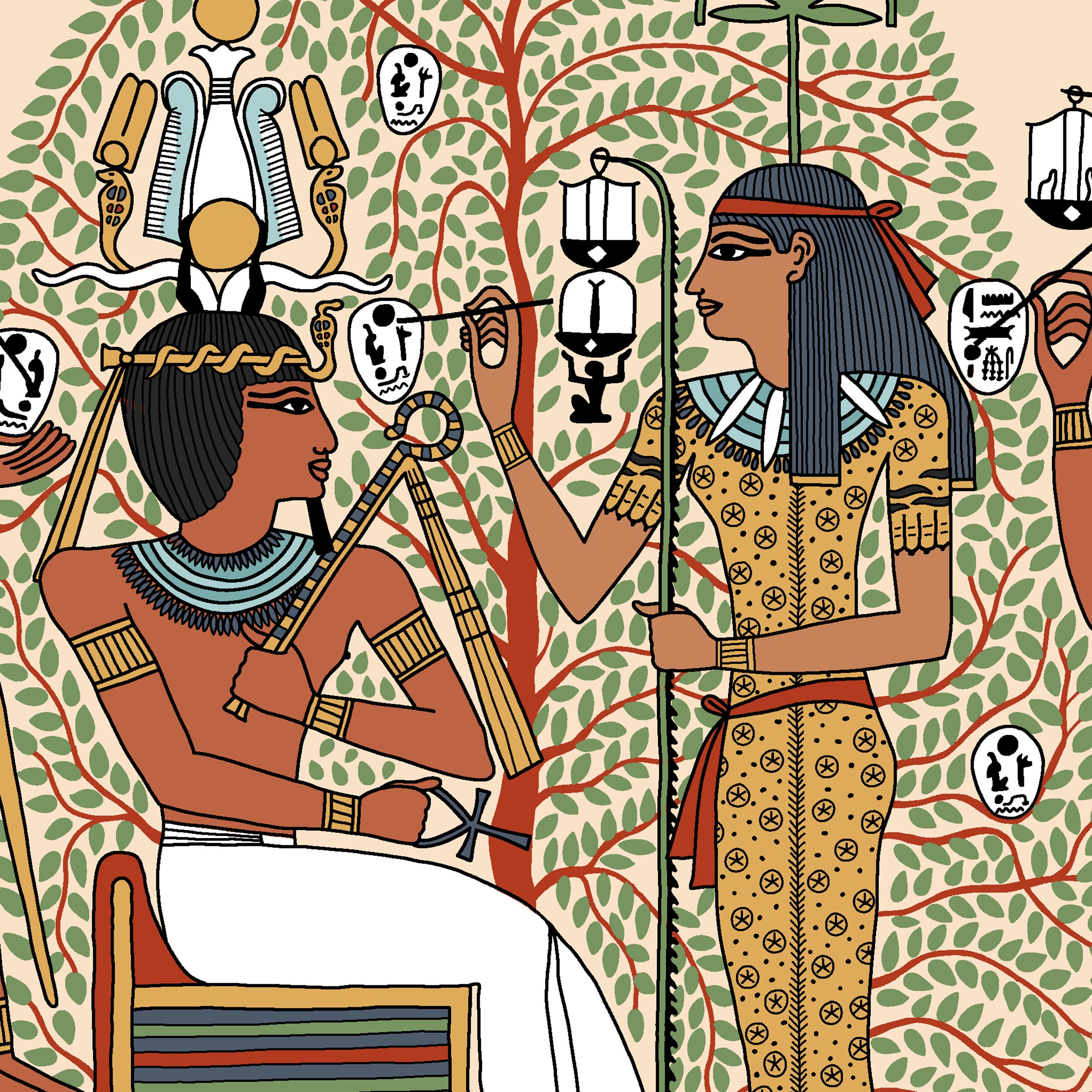 Seshat, Thoth, and the Sacred Persea Tree - Ancient Egyptian A5 ...
