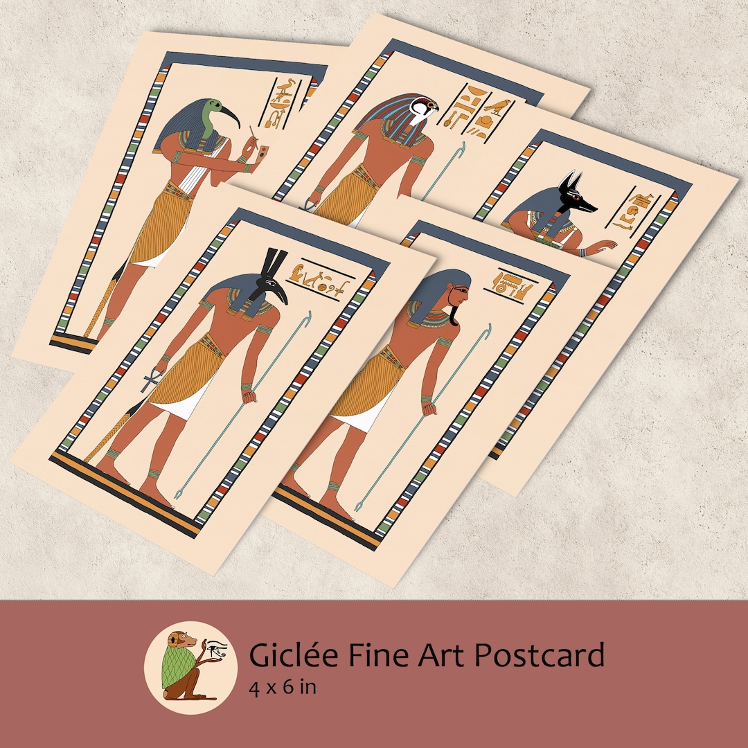 Set of 5 Ancient Egyptian Art Postcard Prints 6x4in Gods - Etsy