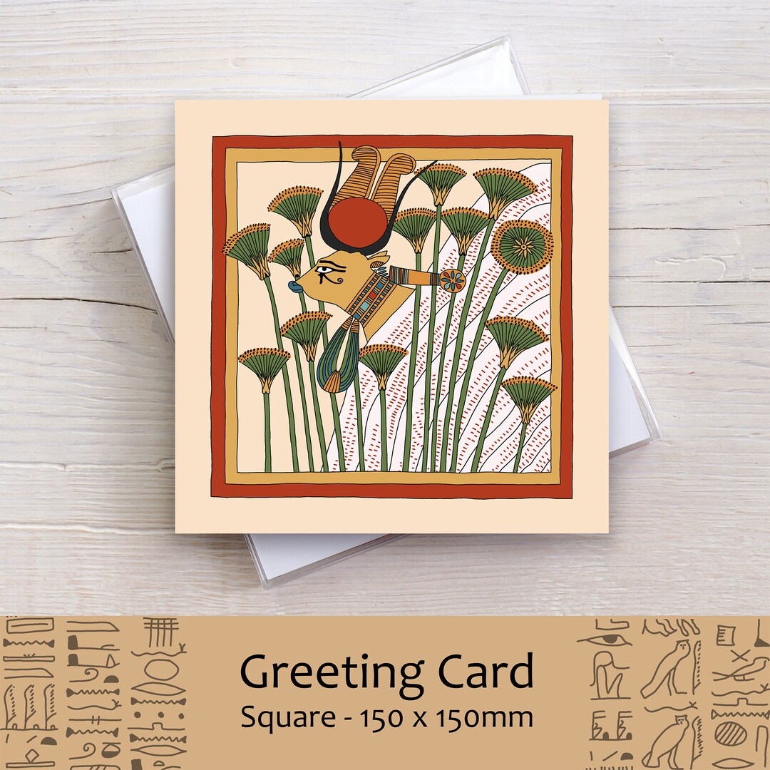 Ancient Egyptian Square Greeting Card goddess Hathor as a Cow in the ...