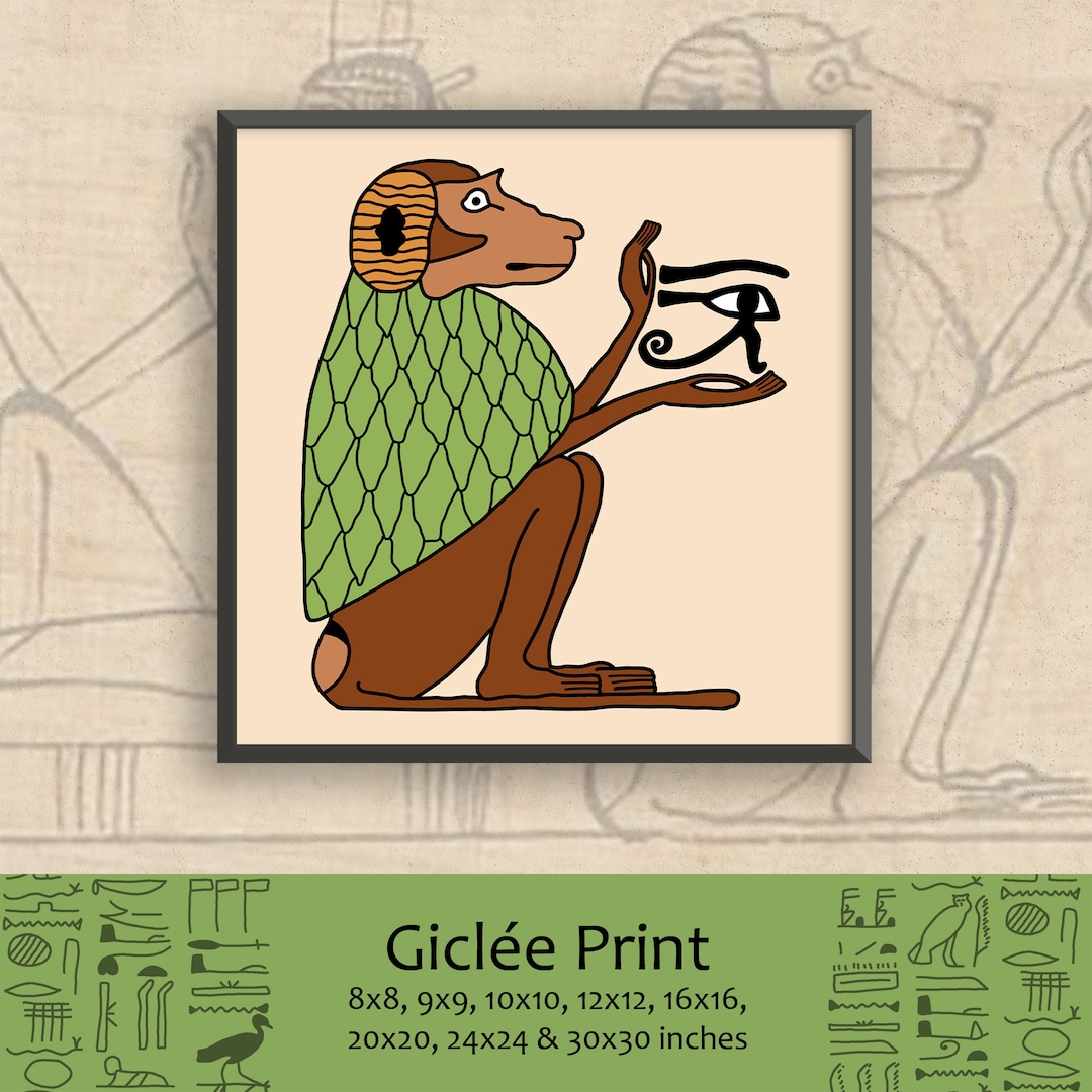 Thoth Holding the Eye of Horus - Ancient Egyptian Square Giclée Fine ...