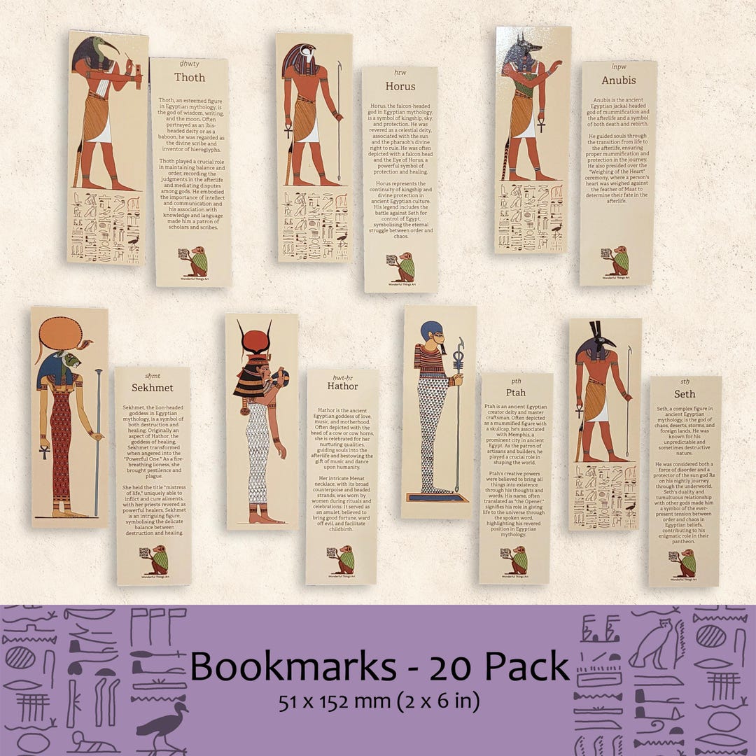 Egyptian Gods Bookmarks: Mythology Art Prints, Set of 20 - Etsy