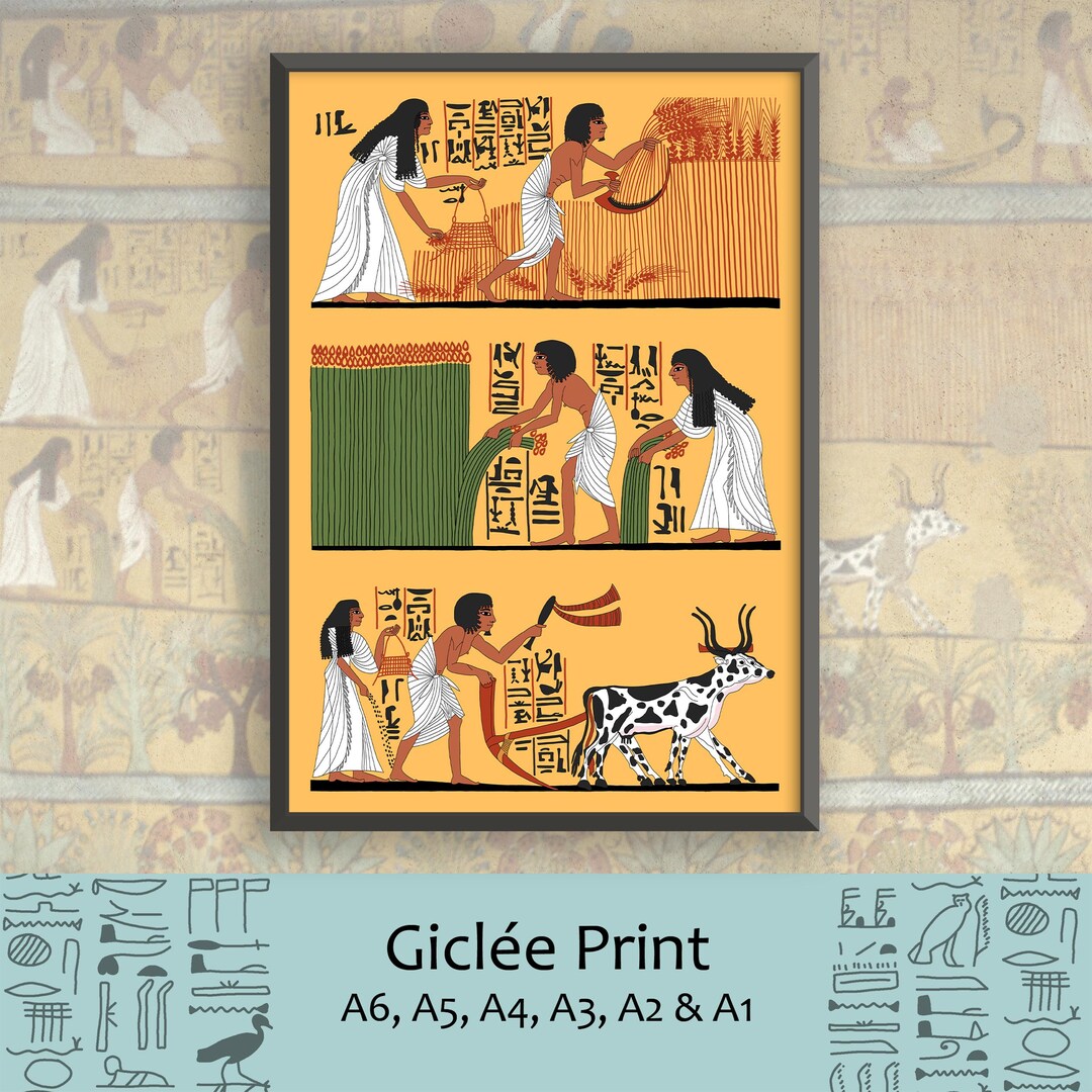 Sekhet Aaru Triptych - Ancient Egyptian A-size Giclée Fine Art Print ...