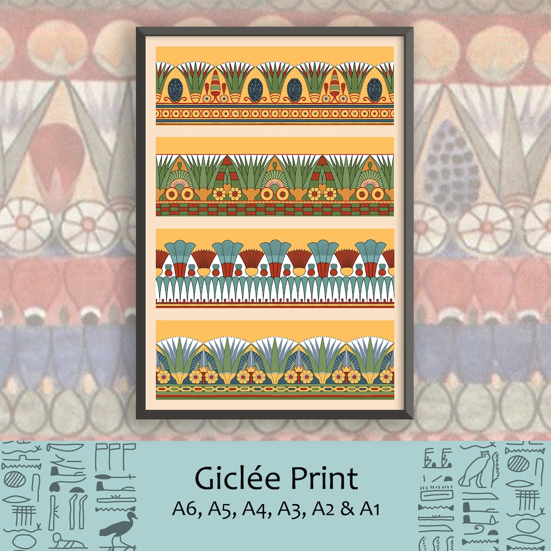 Floral Friezes From Theban Tombs - Ancient Egyptian A-size Giclée Fine ...