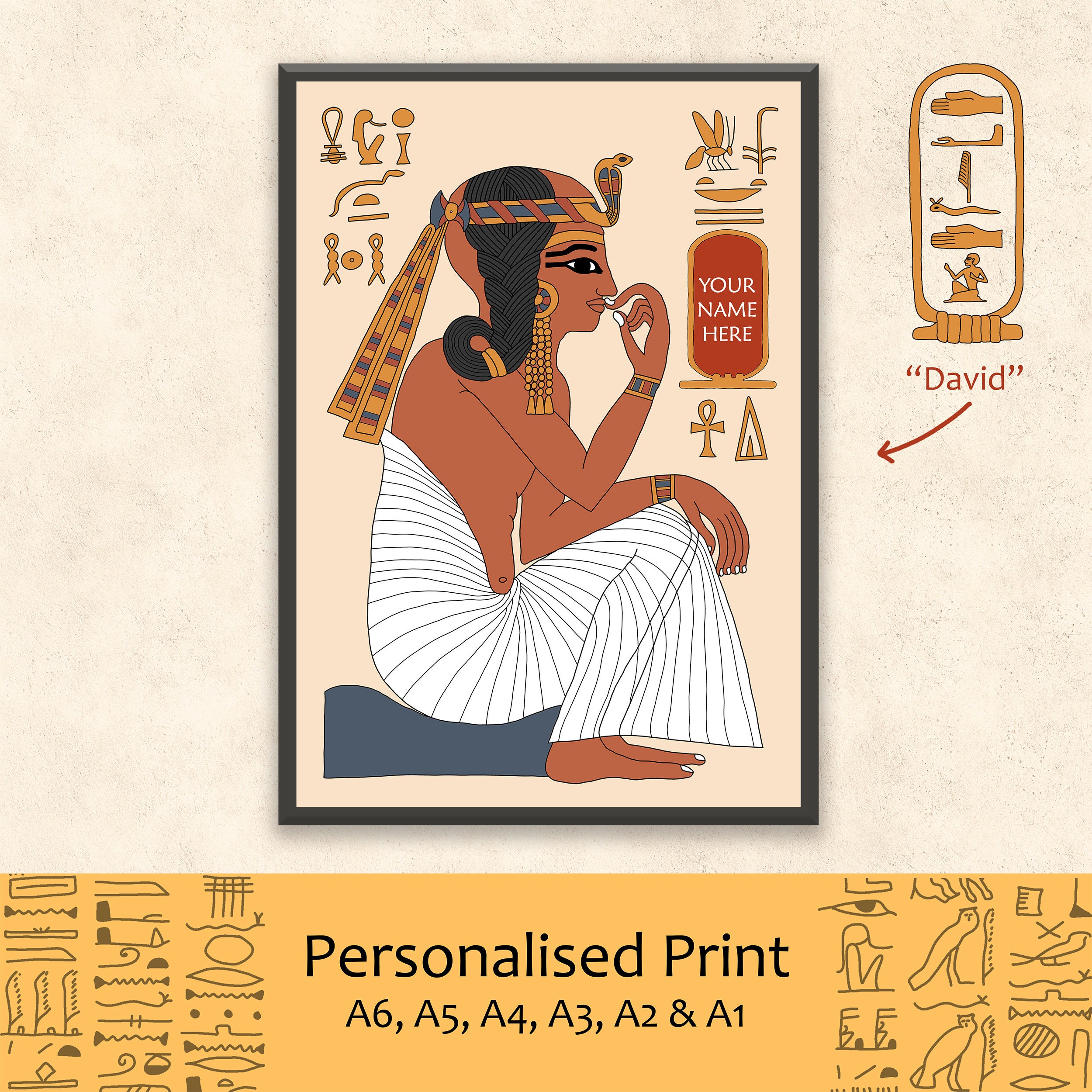 Personalised Name in Hieroglyphics Wall Poster Pharaoh Ramesses the ...
