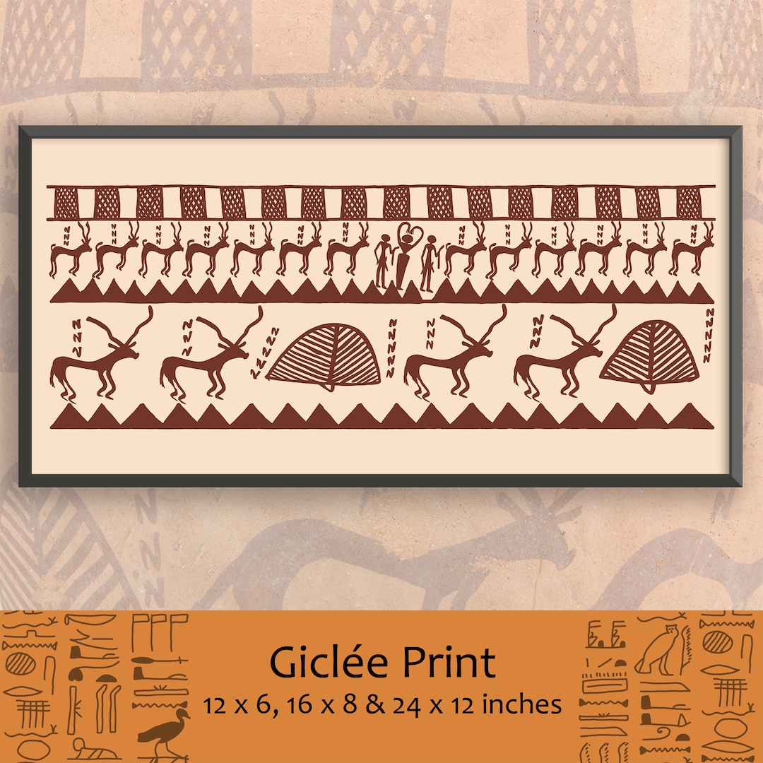 Ancient Egyptian Antelope Hunt Art Print: Naqada Pottery Reproduction ...
