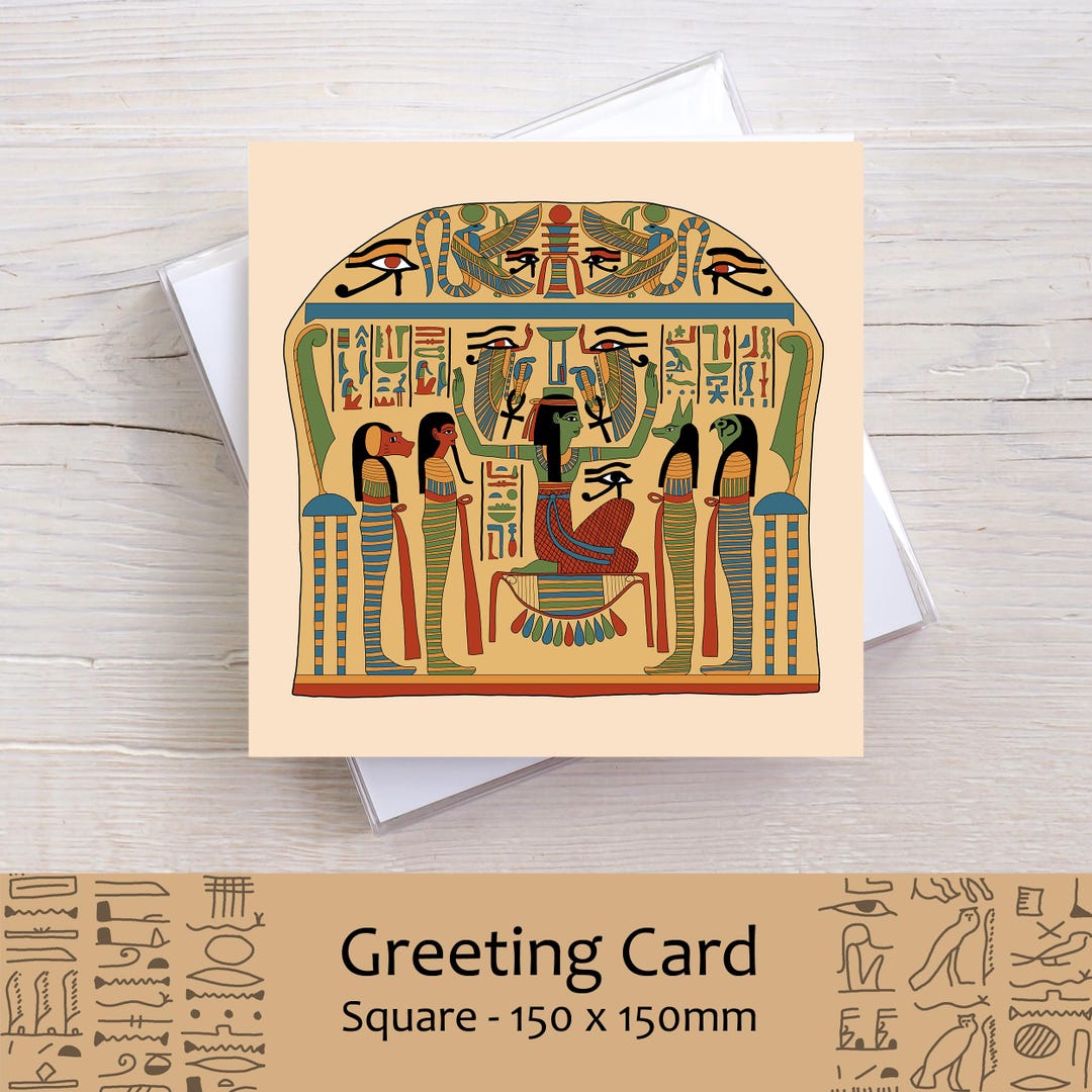 Nephthys and the Four Sons of Horus - Ancient Egyptian Square Greeting ...