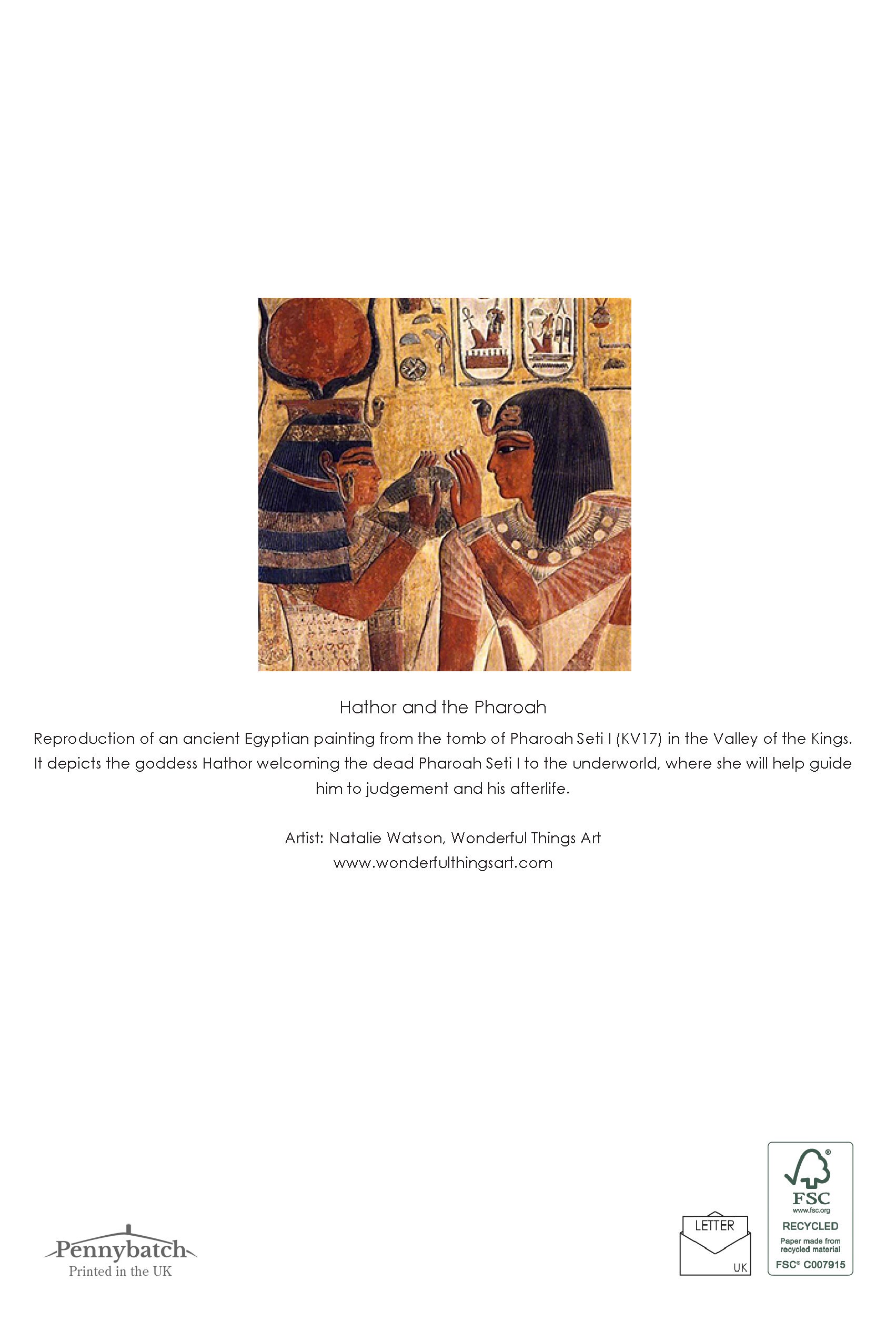 Ancient Egyptian A5 Greeting Card the Goddess Hathor and King Seti I ...