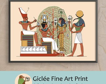 Ancient Egyptian Wall Art, Eye of Horus, Thoth God, Ibis, Sun Disc ...