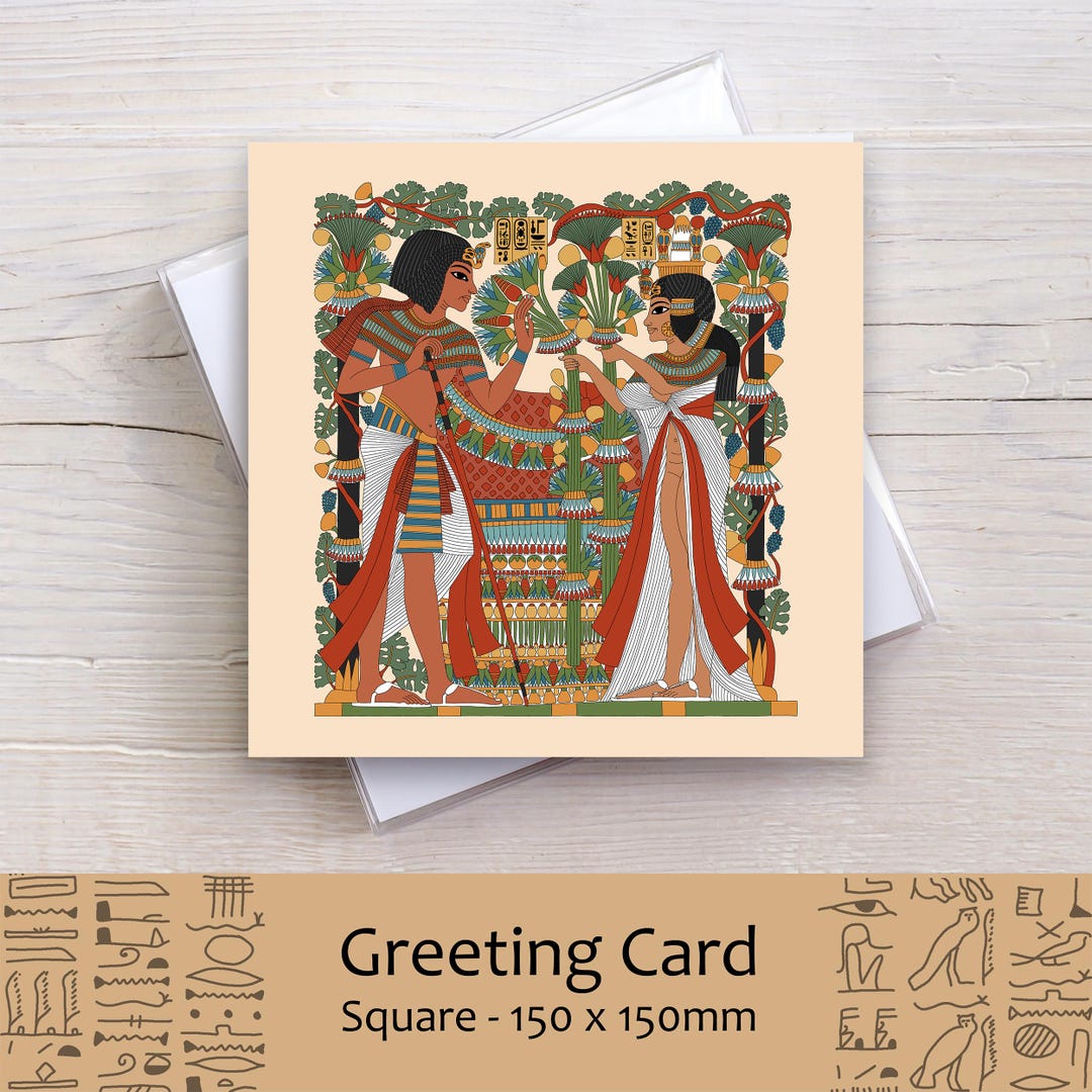 Ancient Egyptian Square Greeting Card Tutankhamun and Ankhesenamun ...
