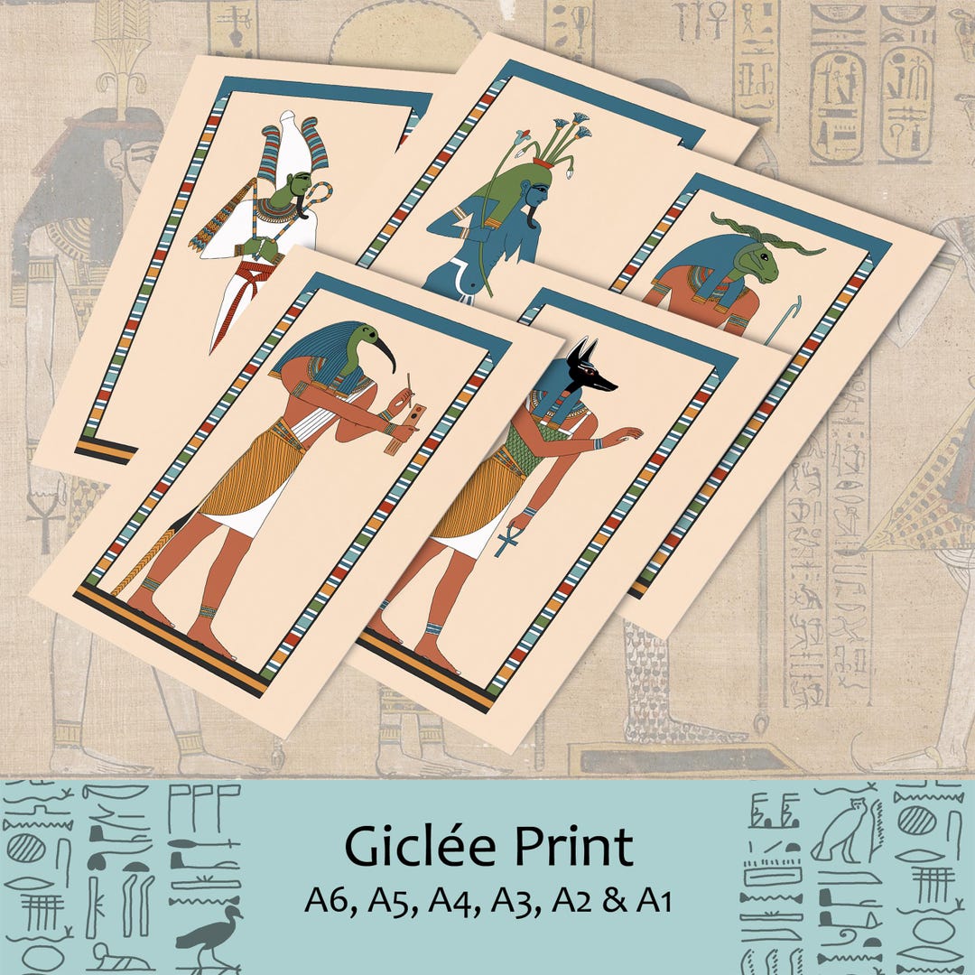 Ancient Egyptian Unframed Art Print - Gods Amun Anubis Geb Hapi Horus ...