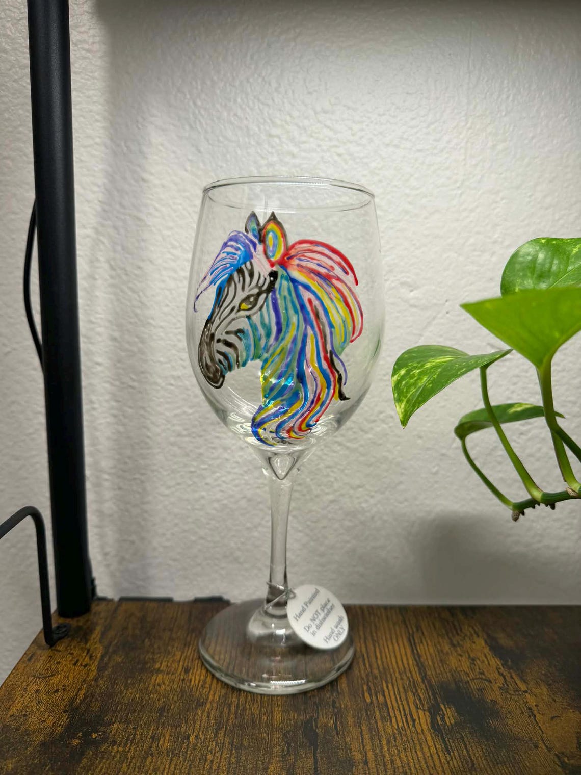 Zebra Wine Glass Hand Painted Colorful Zebra Glass Tactile Surface Rare ...