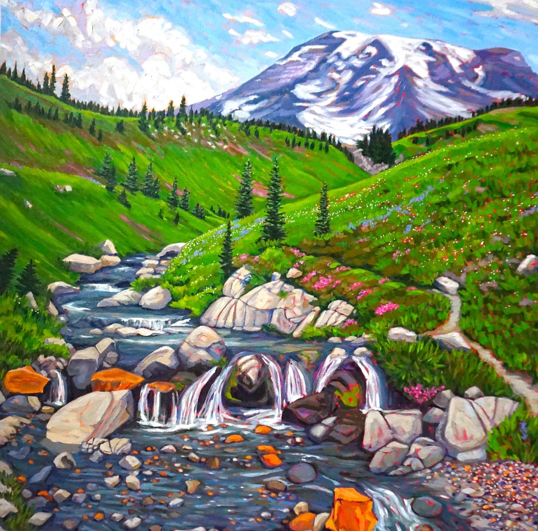 Mountain Stream, Original Painting, Oil Painting, Impressionism, One-of ...