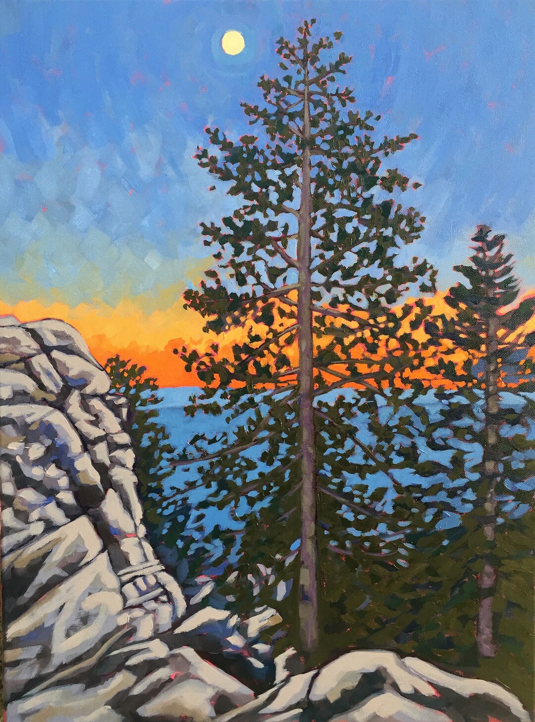 Moon Chasing Sun, Original Painting, Oil Painting, Impressionism, One ...