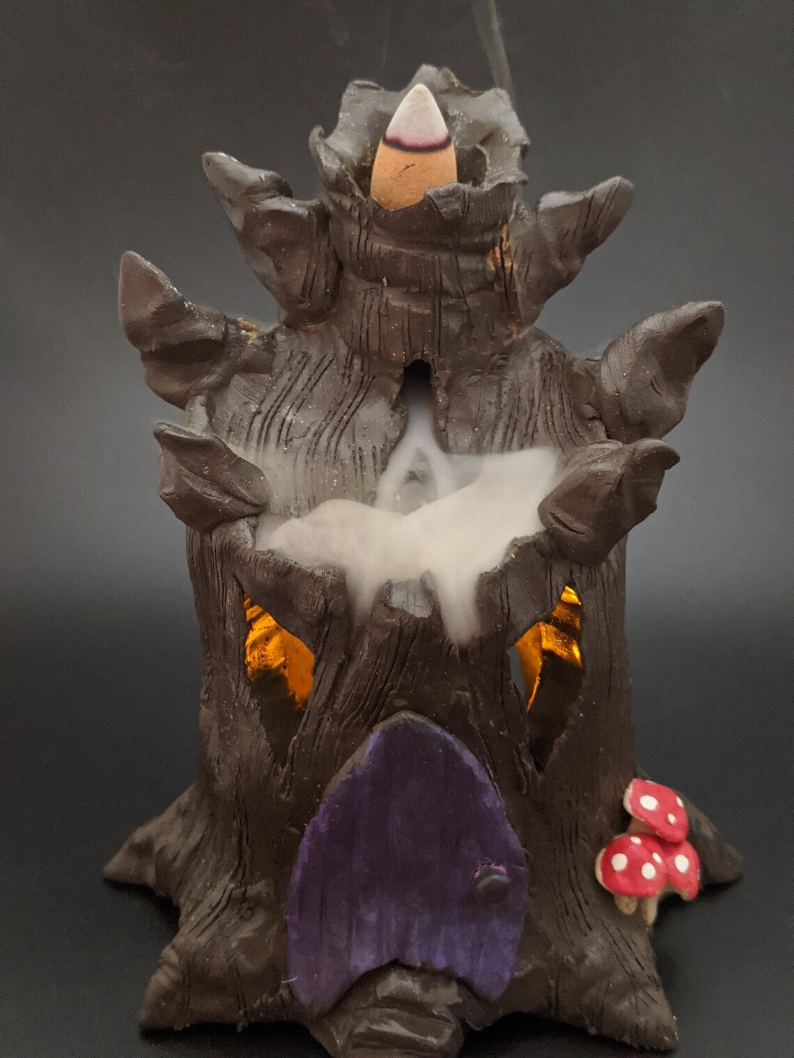 Scary Tree Stump, OOAK, Fairy House, Tealight Holder, Backflow Burner ...