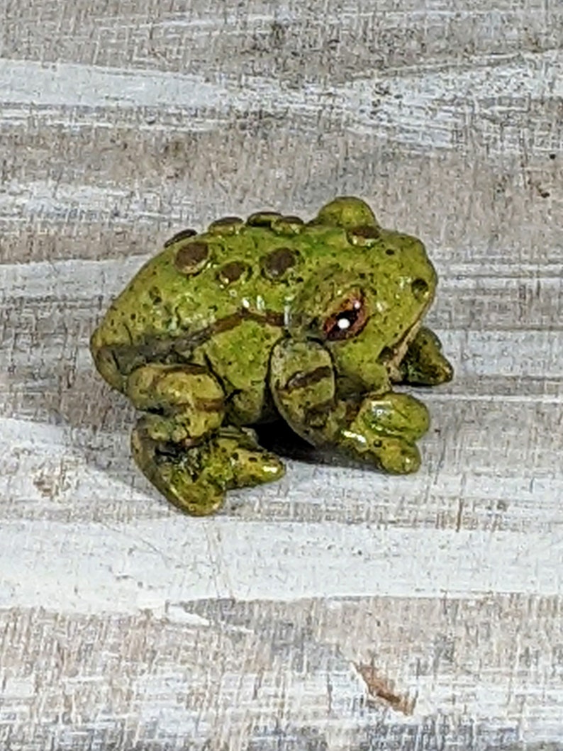 Ceramic Green Frog Handmade Frog Figurine Garden Art Fairy | Etsy