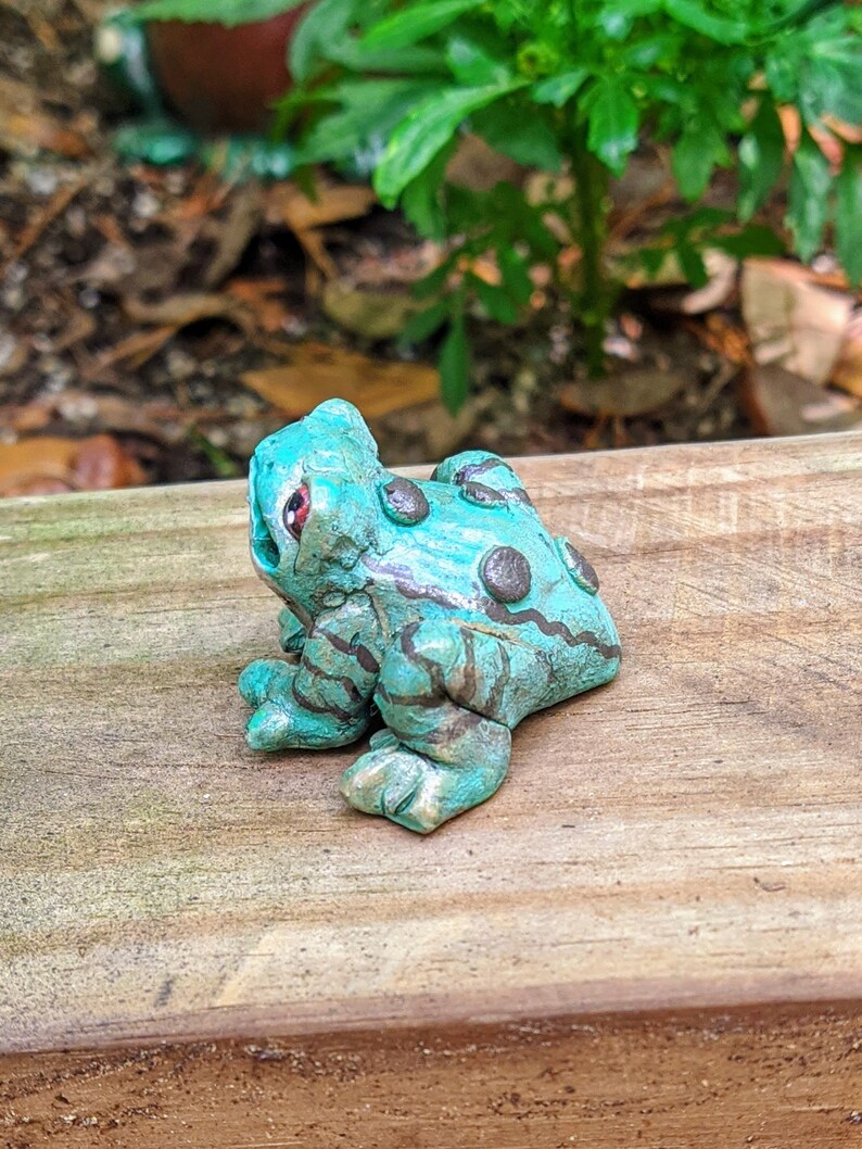 Ceramic Green Frog Handmade Frog Figurine Garden Art Fairy | Etsy