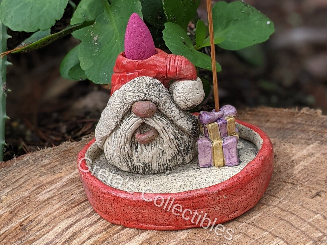 Santa Incense Burner, Christmas Decor, Incense Holder, Santa Watefall ...