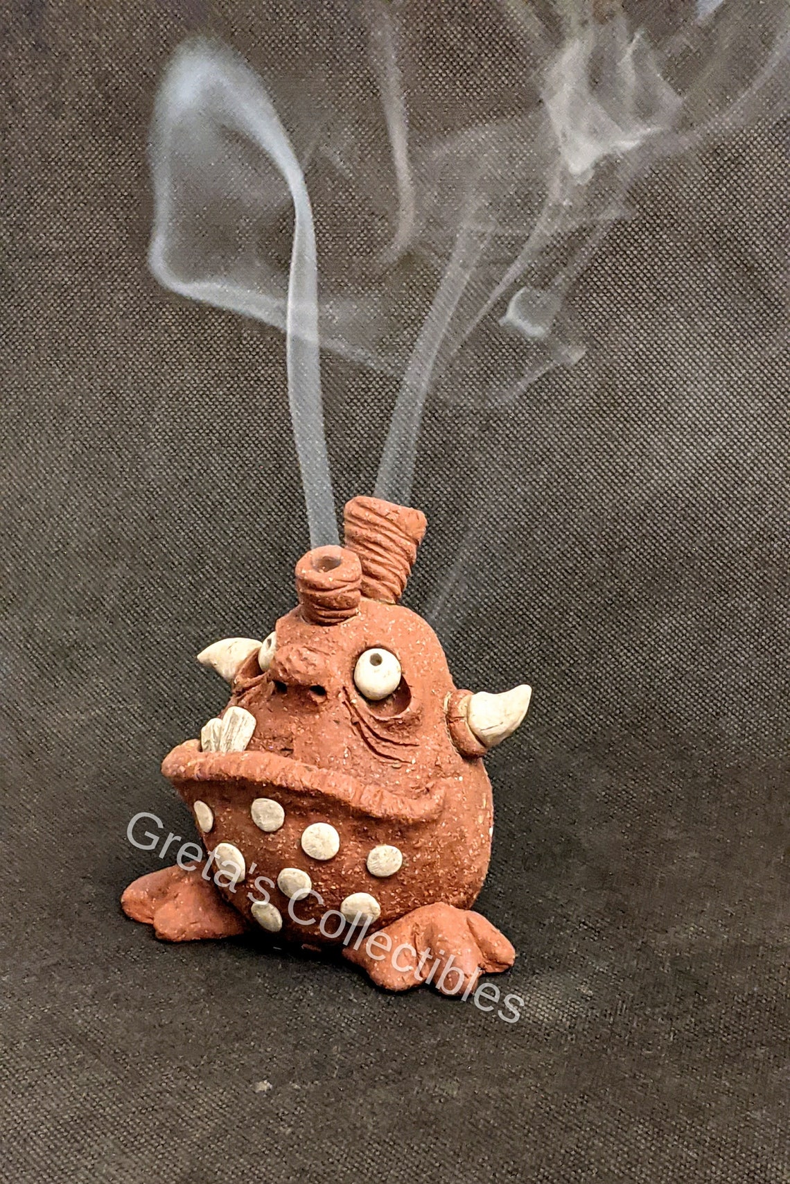 Mini Monster OOAK Monster Incense Burner Red Ceramic - Etsy