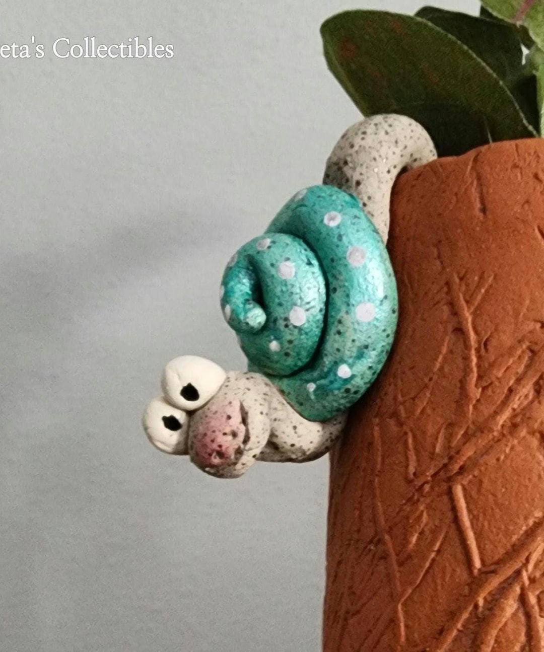 Whimsical Snail Pot Hugger, Ceramic Snail, Garden Art, Plant Decor ...