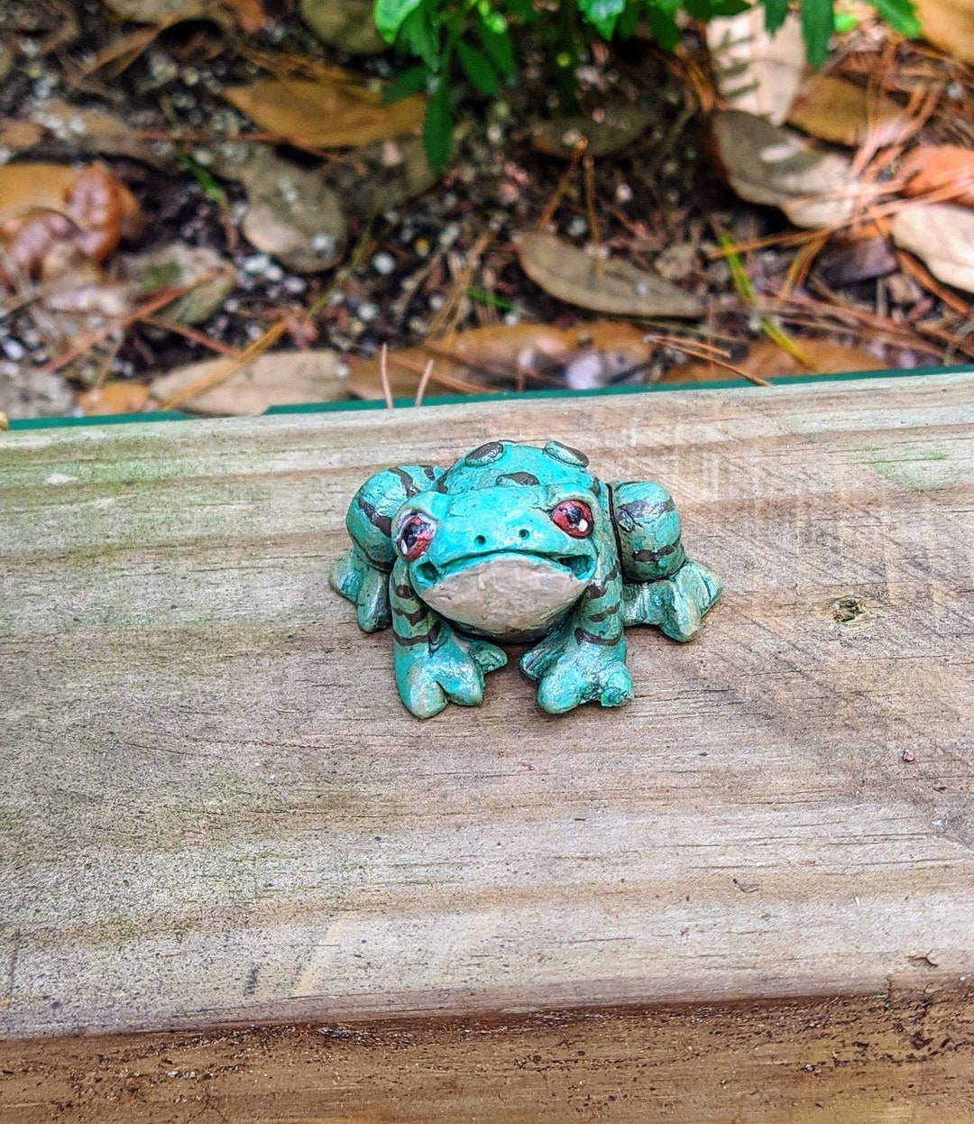 Ceramic Green Frog, Handmade, Frog Figurine, Garden Art, Fairy Garden ...