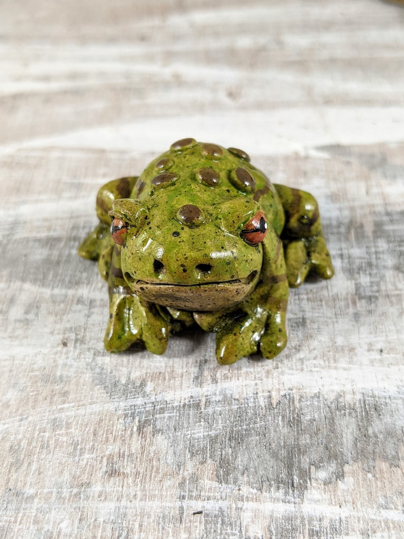 Ceramic Green Frog Handmade Frog Figurine Garden Art Fairy | Etsy