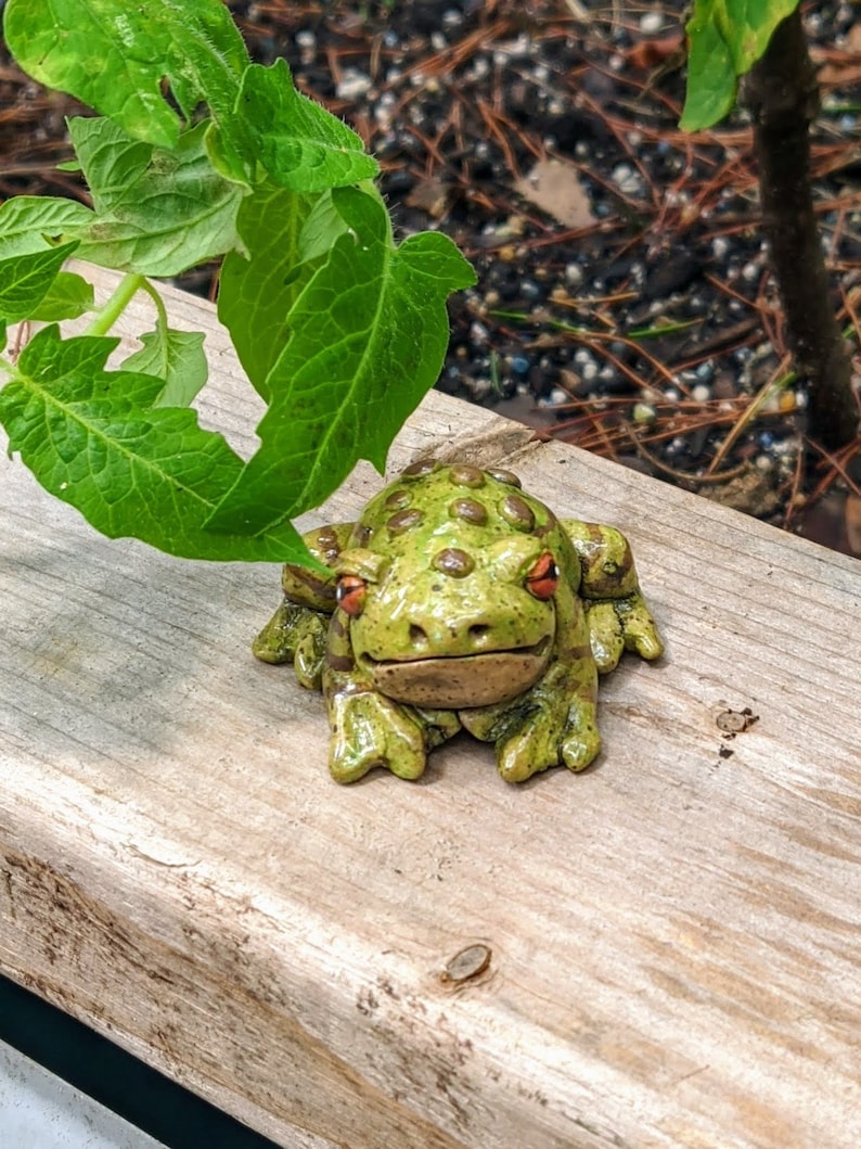 Ceramic Green Frog Handmade Frog Figurine Garden Art Fairy | Etsy